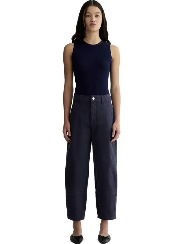 Everlane Utility Barrel Pant Cropped, High Rise, Stretch Cotton Twill - Navy | Tall